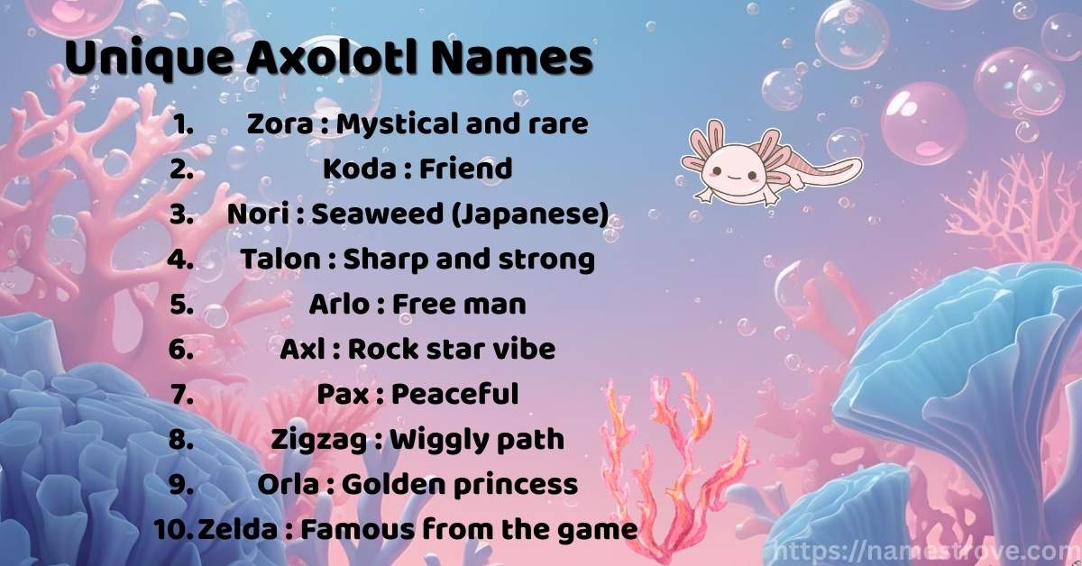 279+ Best Axolotl Names with Meanings - Names Trove