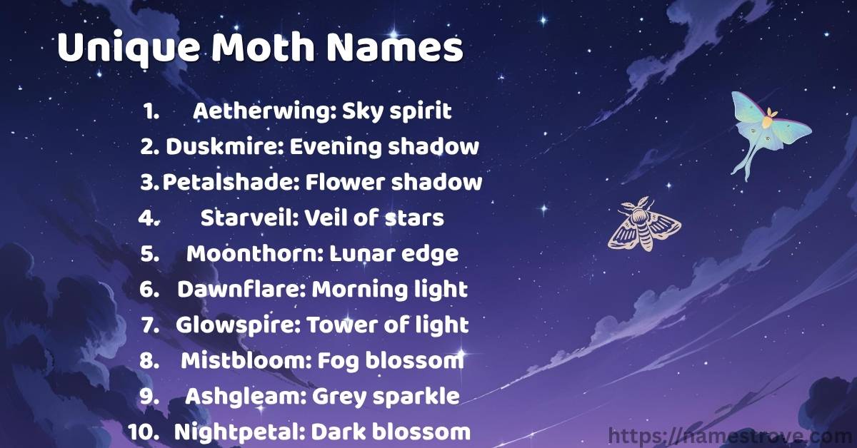 392+ Best Moth Names: Unique Ideas & Meanings (2025) - Names Trove