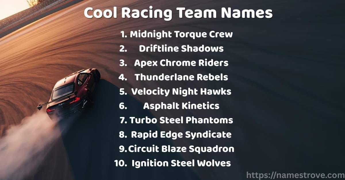 450+ Racing Team Names to Fuel Your Winning Identity - Names Trove