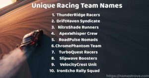 450+ Racing Team Names to Fuel Your Winning Identity - Names Trove