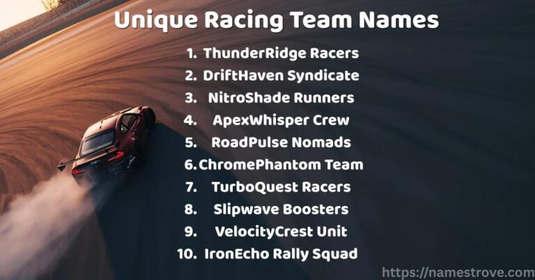 450+ Racing Team Names to Fuel Your Winning Identity - Names Trove